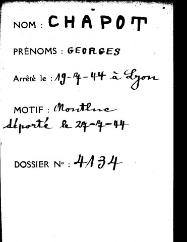 CHAPOT Georges (FranceArchives)