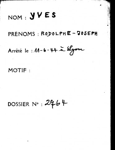 YVES Rodolphe Joseph (FranceArchives)