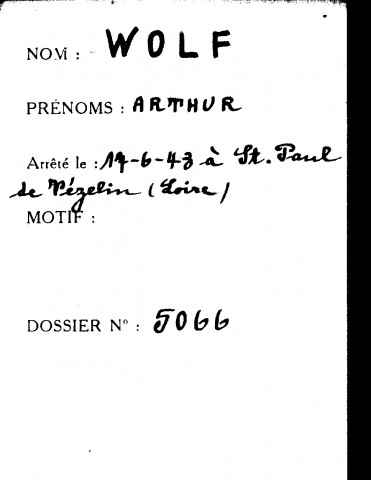 WOLF Arthur (FranceArchives)